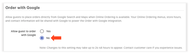 Using Order with Google