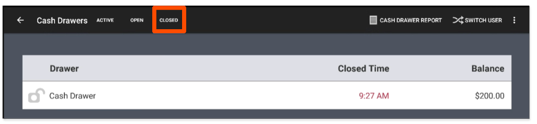 Closed Drawer Report