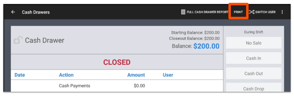 Closed Drawer Report