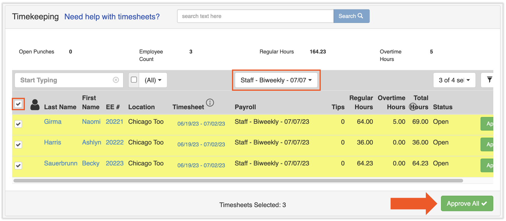 Toast Payroll: Manage Timesheets