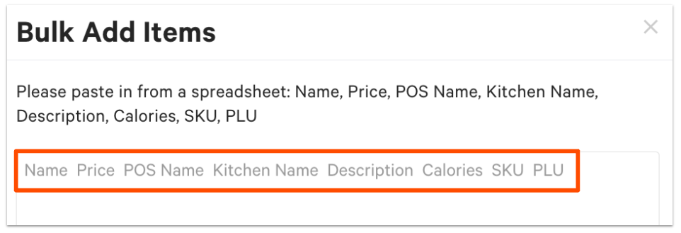 Bulk Add Items, Modifier Groups, and Modifiers