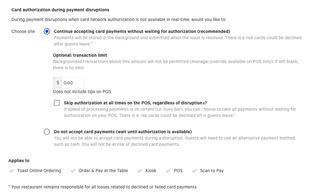 Outages and Disruptions: Background Payments for Digital Orders