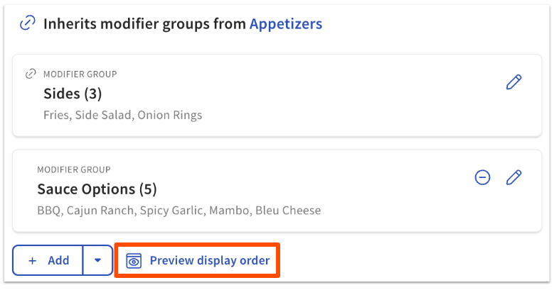 Add Modifier Groups and Modifiers in the Menu Builder
