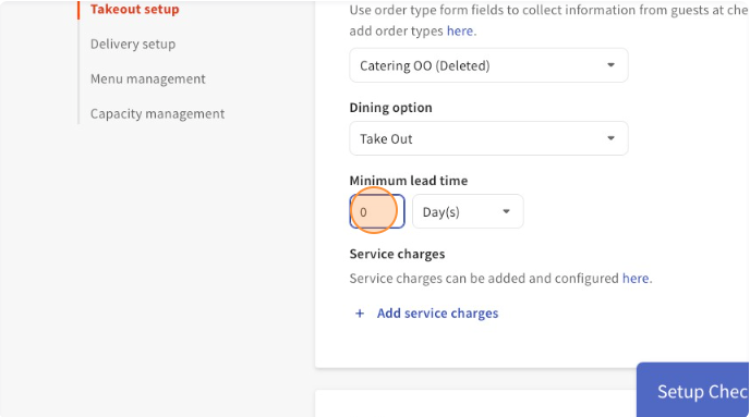 Catering Online Ordering Minimum Lead Time