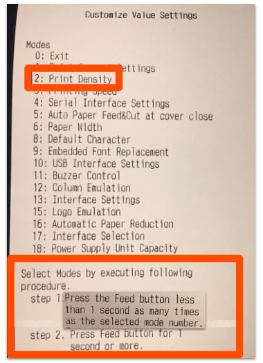 Change Print Density on the Epson T20 Receipt Printer