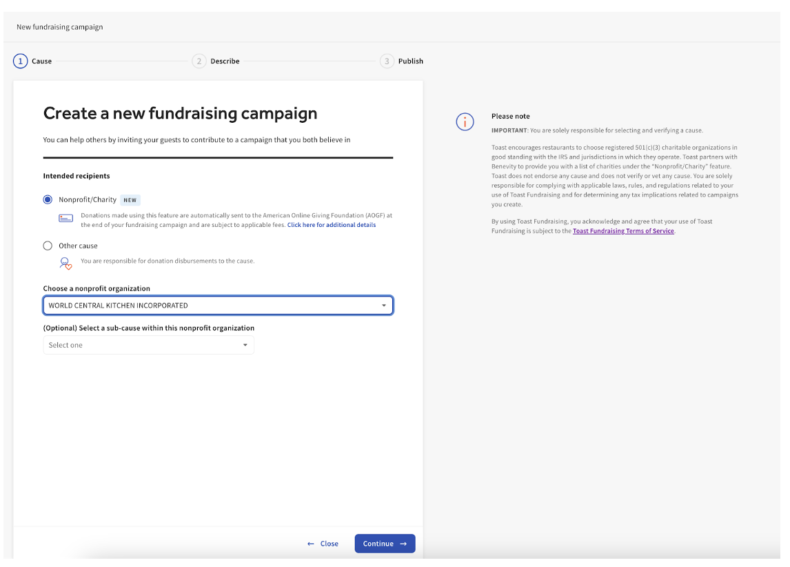 Get Started with the Toast Fundraising Product