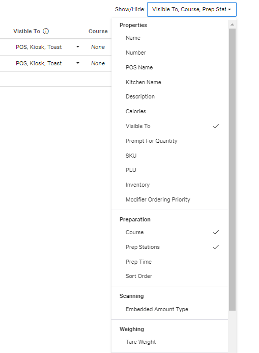 Applying Settings to Your Menu in Bulk