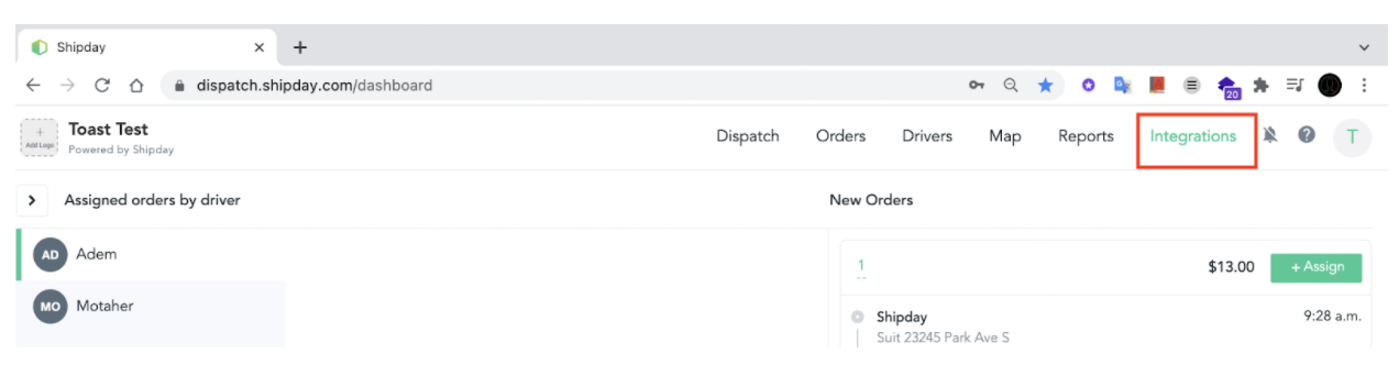 Getting Started: Shipday Integration for Restaurant Managed Deliveries