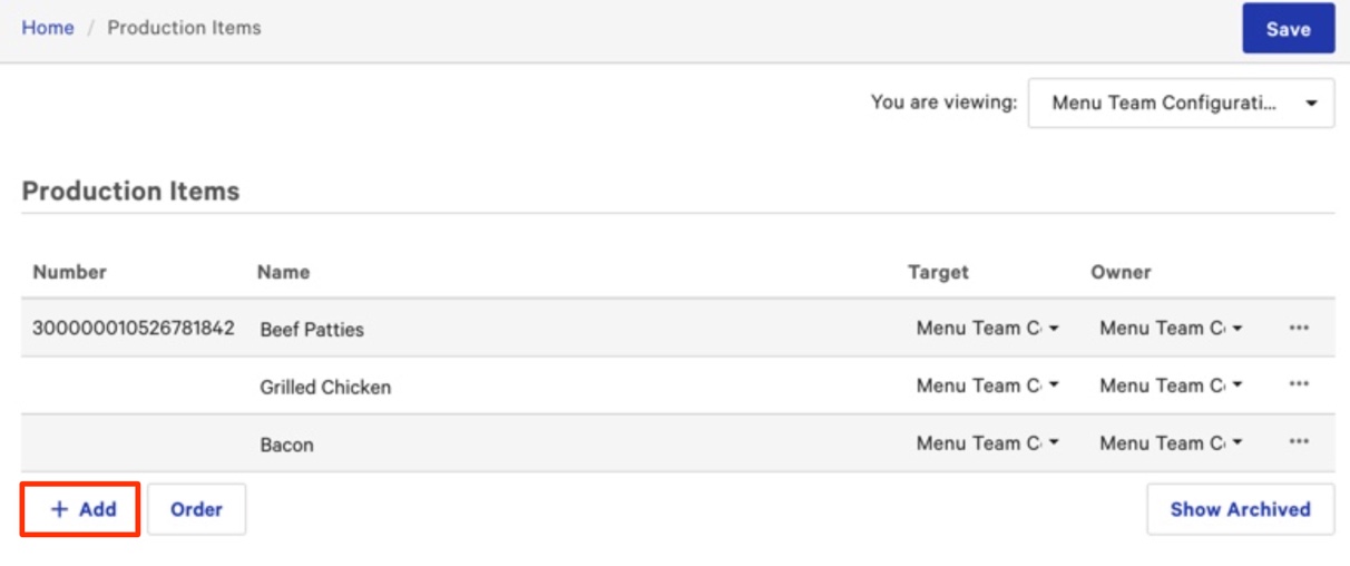 Production Item Count