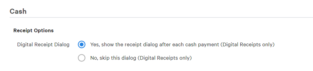 Setting Up Digital Receipts