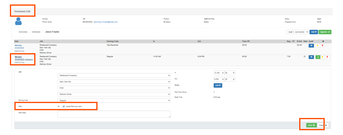 Toast Payroll: Pay Changes