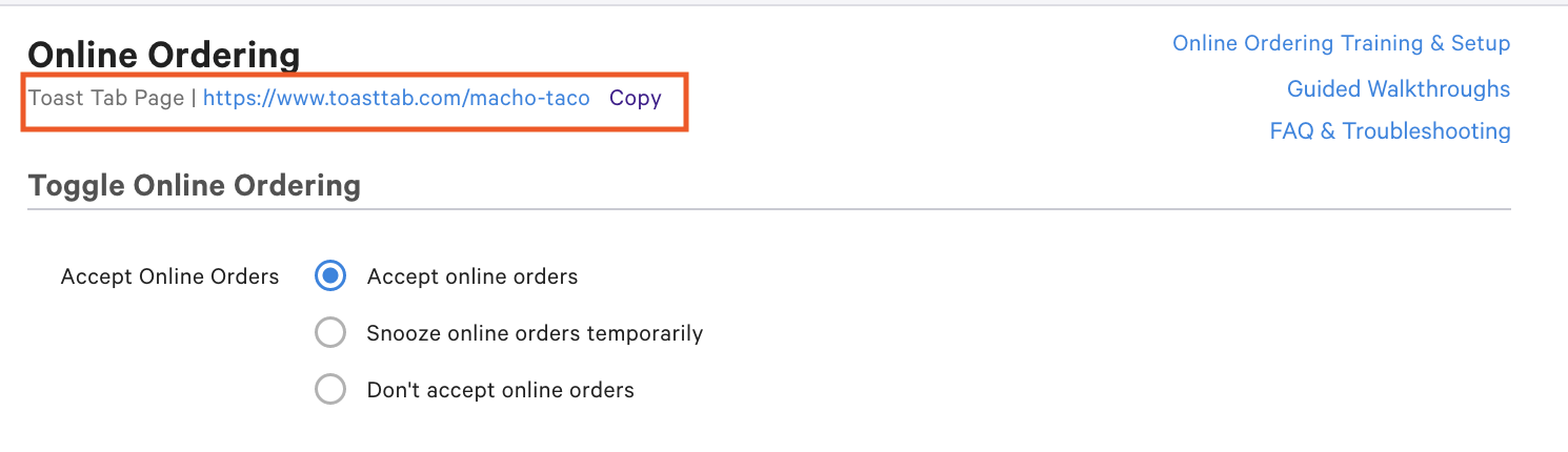 Finding Your Online Ordering Link