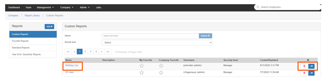 Toast Payroll: Report Library