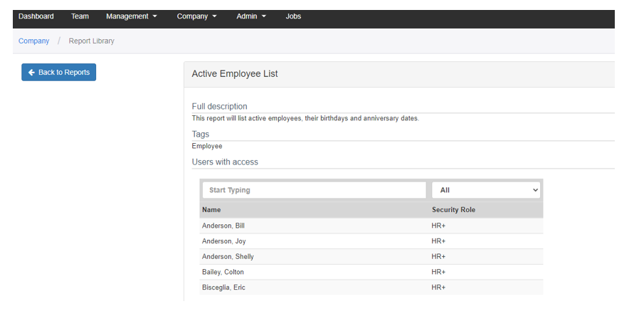 Toast Payroll: Report Library