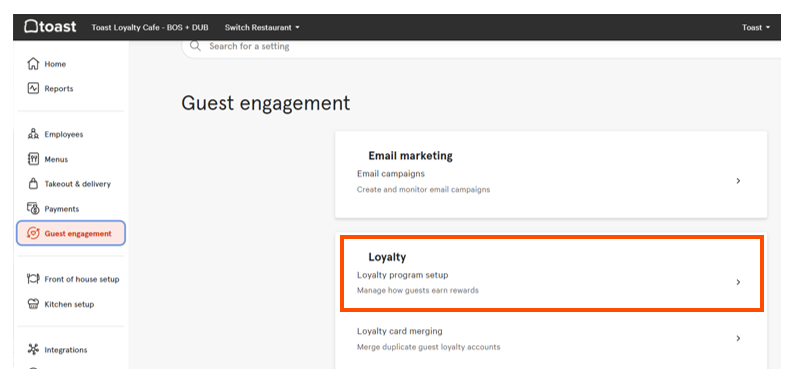 Setting up a Dining Option Bonus for Toast Loyalty