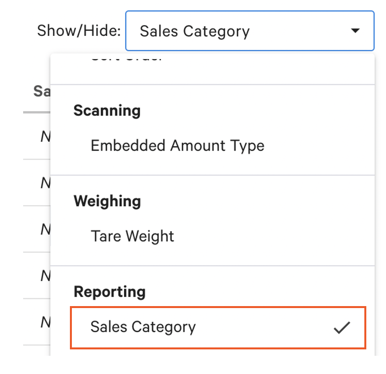 Sales Categories
