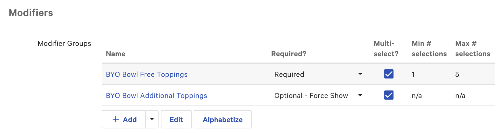 Setting Up Your BYO Bowl or Taco Menu with Modifier Multi-Select and Duplicate Modifiers