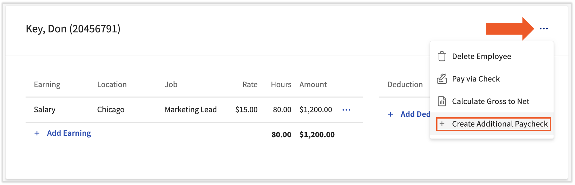 Toast Payroll: Create an Additional Paycheck