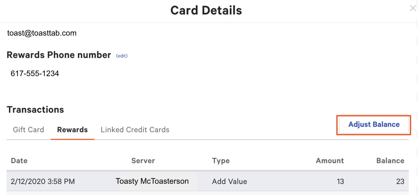 Manually Add and Adjust Rewards Balances