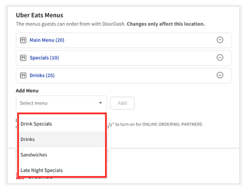 Uber Eats Third Party Ordering Configuration Page