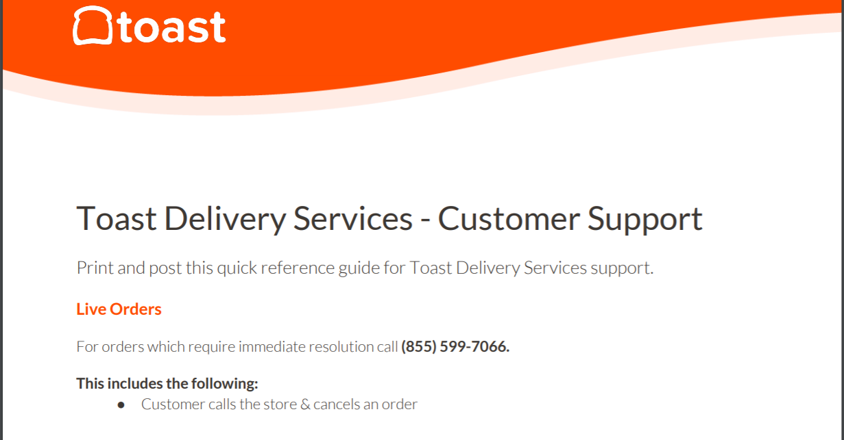 Get Help With Toast Delivery Services