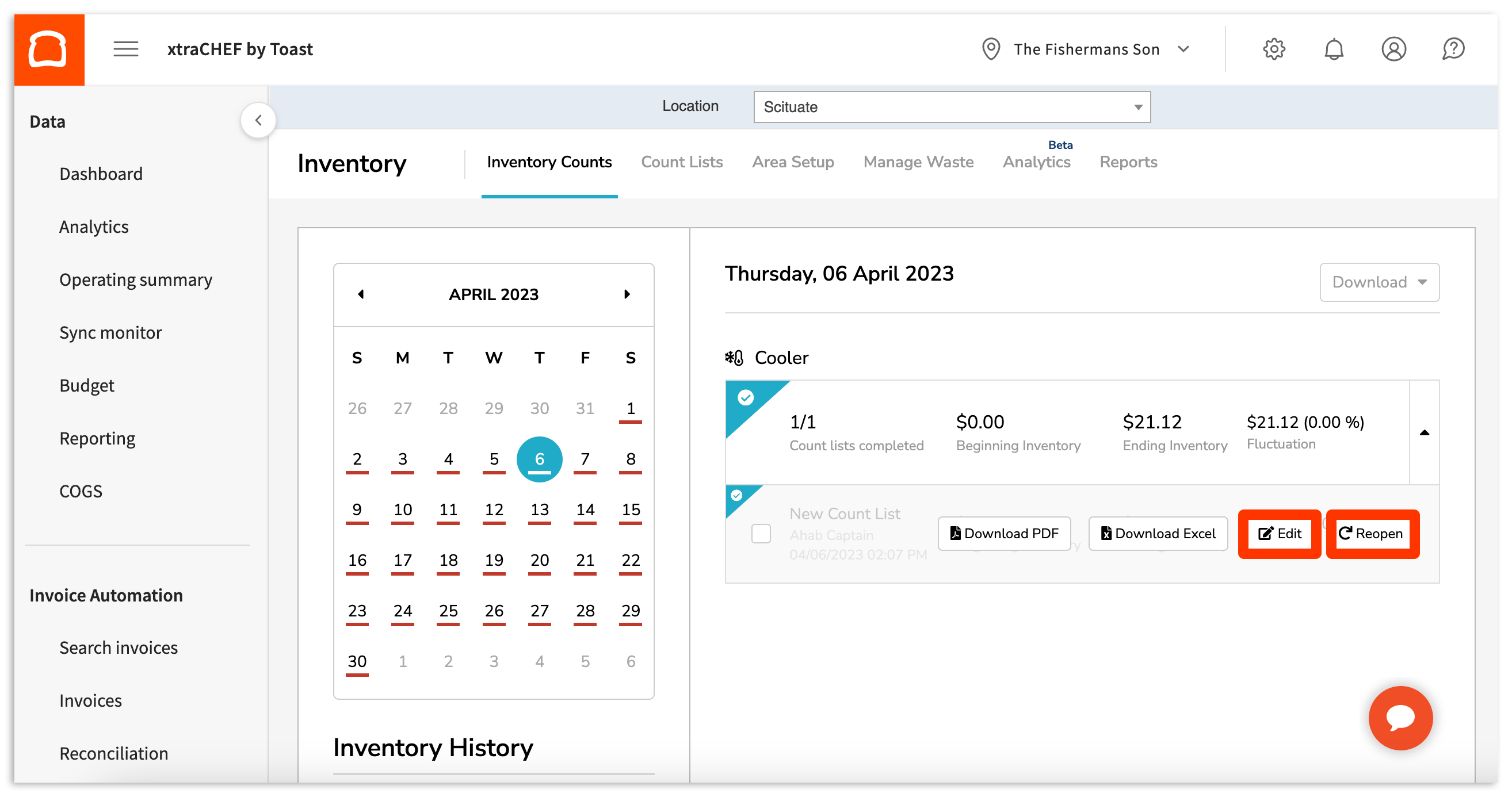 xtraCHEF: Inventory Counts