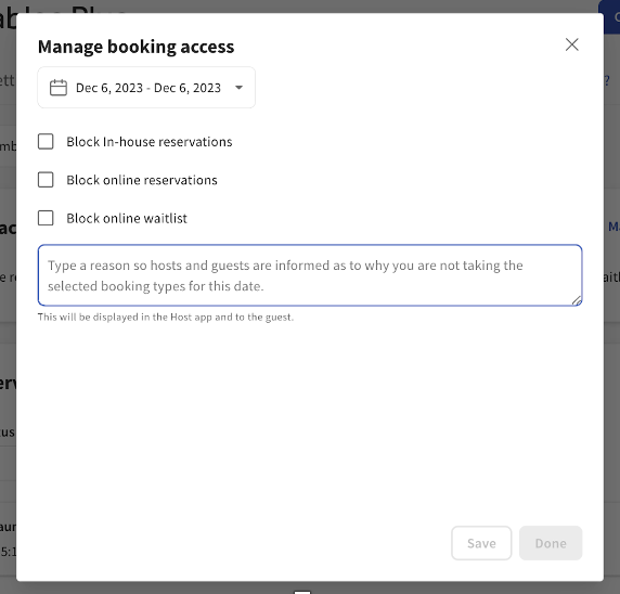 Toast Tables: Set Special Dates and Block Reservations