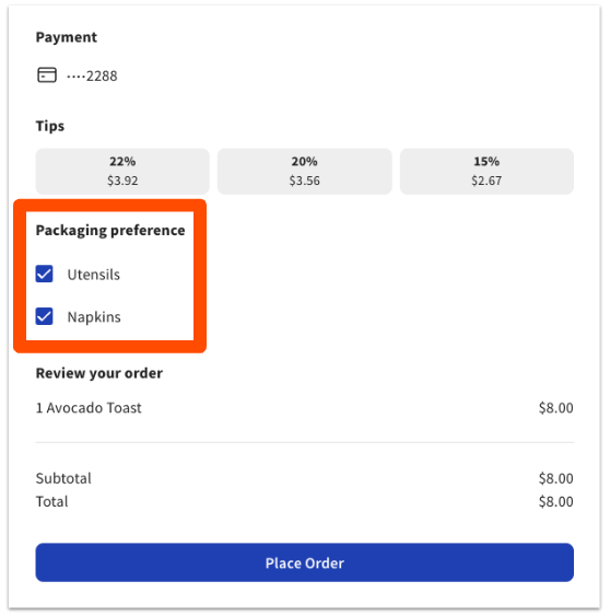 Configure Packaging Preferences for Takeout and Delivery