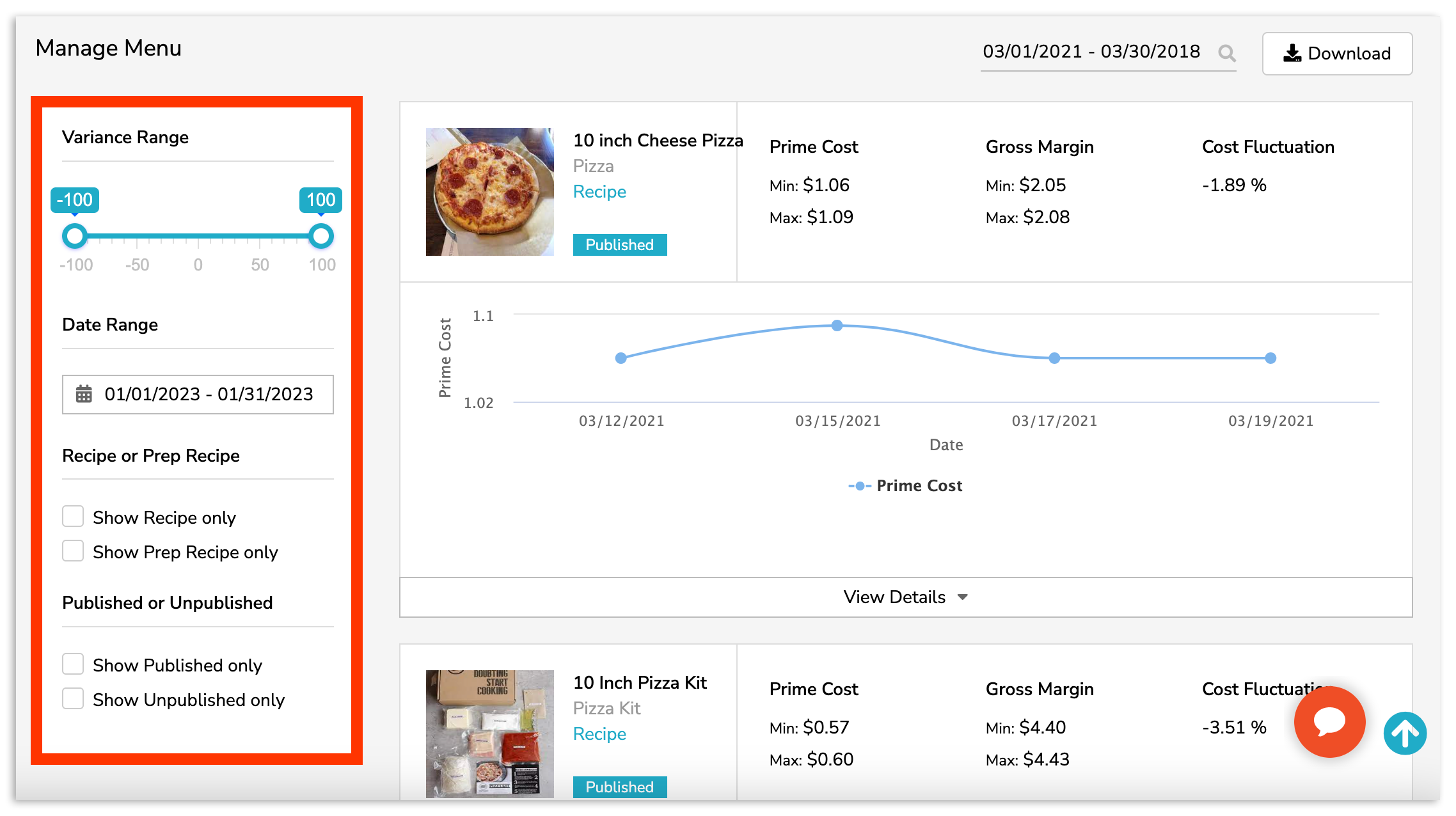xtraCHEF: Variance Analysis and Product Mix Reports
