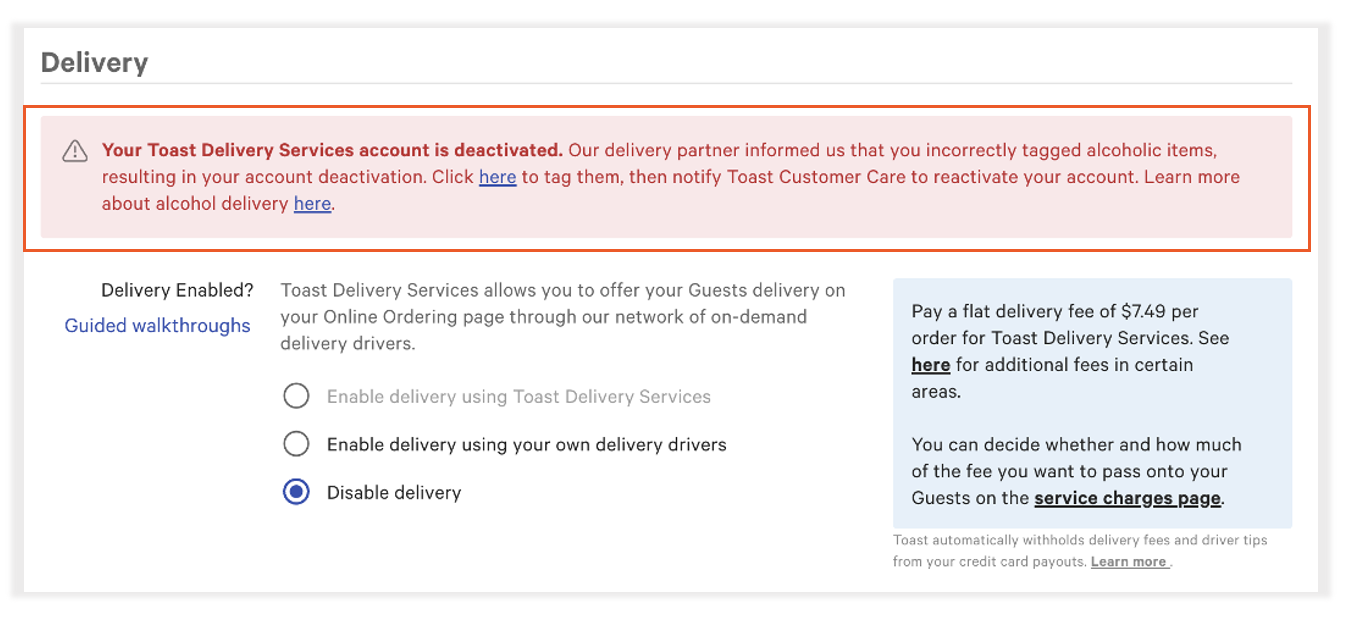 Get Started with Toast Delivery Services