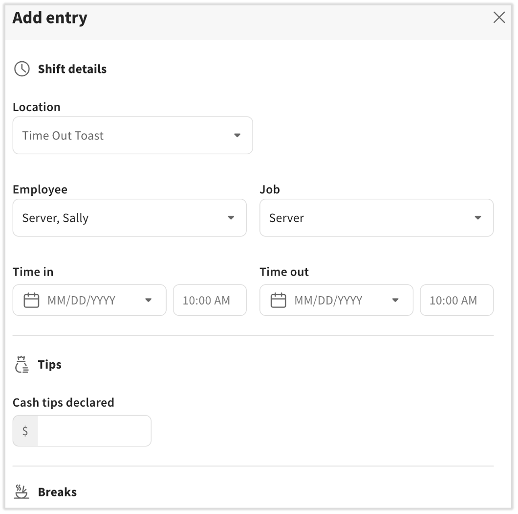 Edit Employee Time Clock Entries