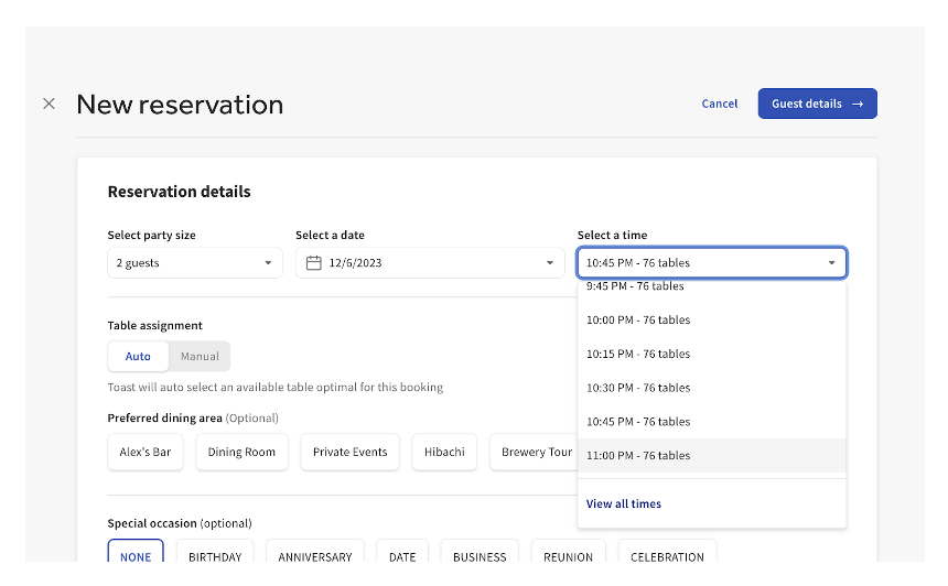 Get Started With Toast Tables