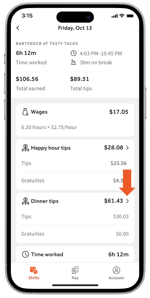 The MyToast App: Shifts