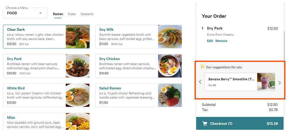 Optimize Online Ordering Menu Item Upsell
