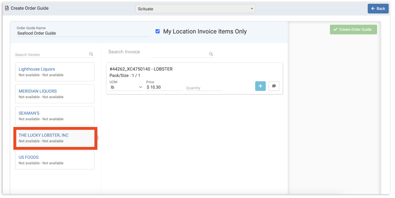 xtraCHEF: Order Guides