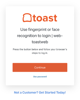 Log in to Toast Web with Biometrics
