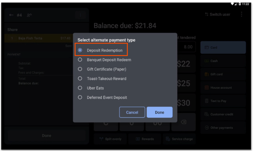 Accept Event Deposits With Toast POS
