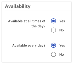 Set Menu Availability