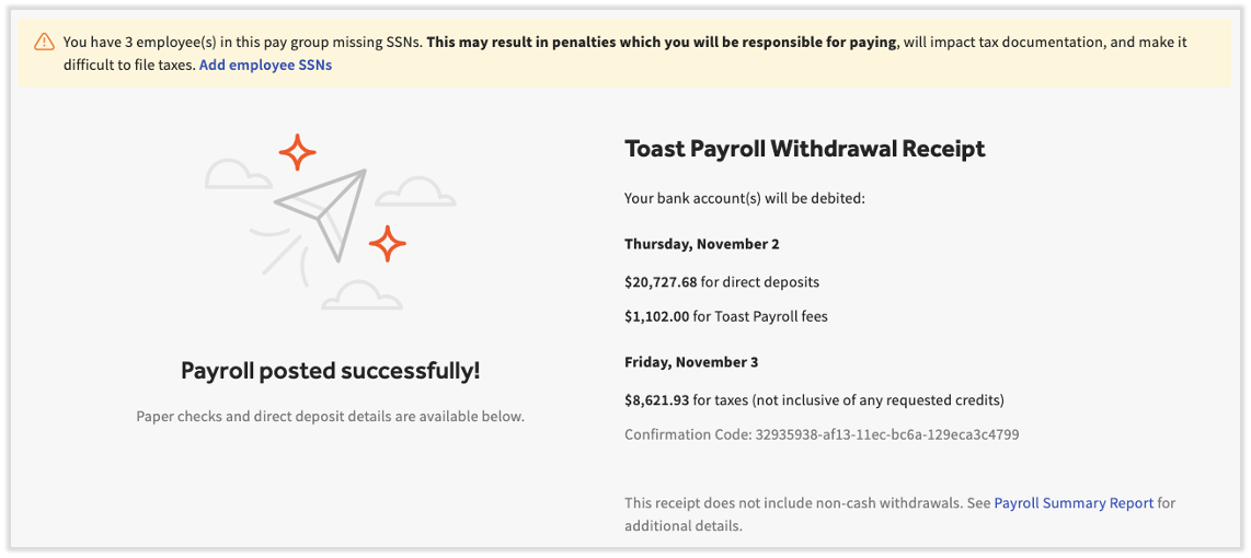 Toast Payroll: Manage Debit and Withdrawal Schedules
