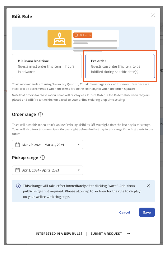 Toast Online Ordering Pro: Menu Page Configuration
