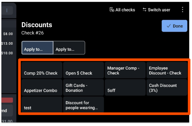 Discount Items and Checks