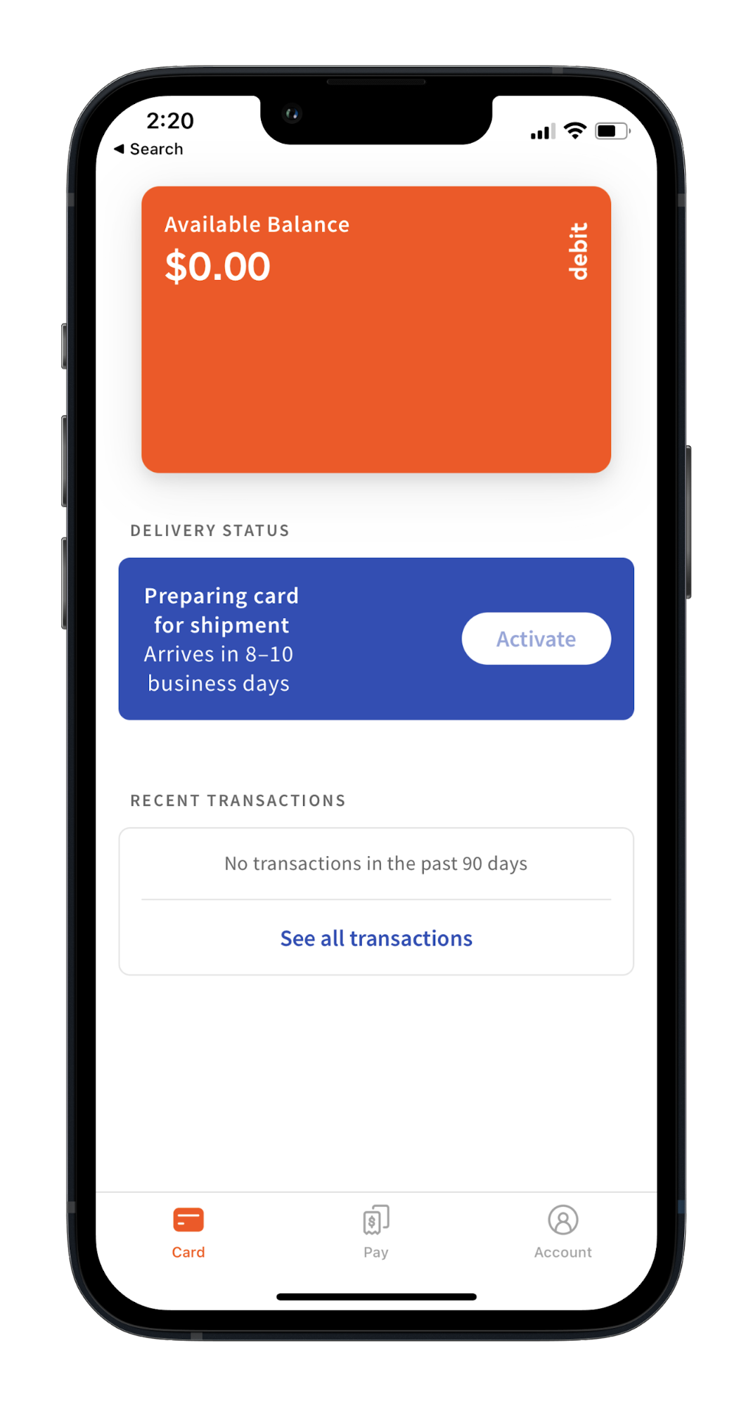 La app MyToast: Tarjeta