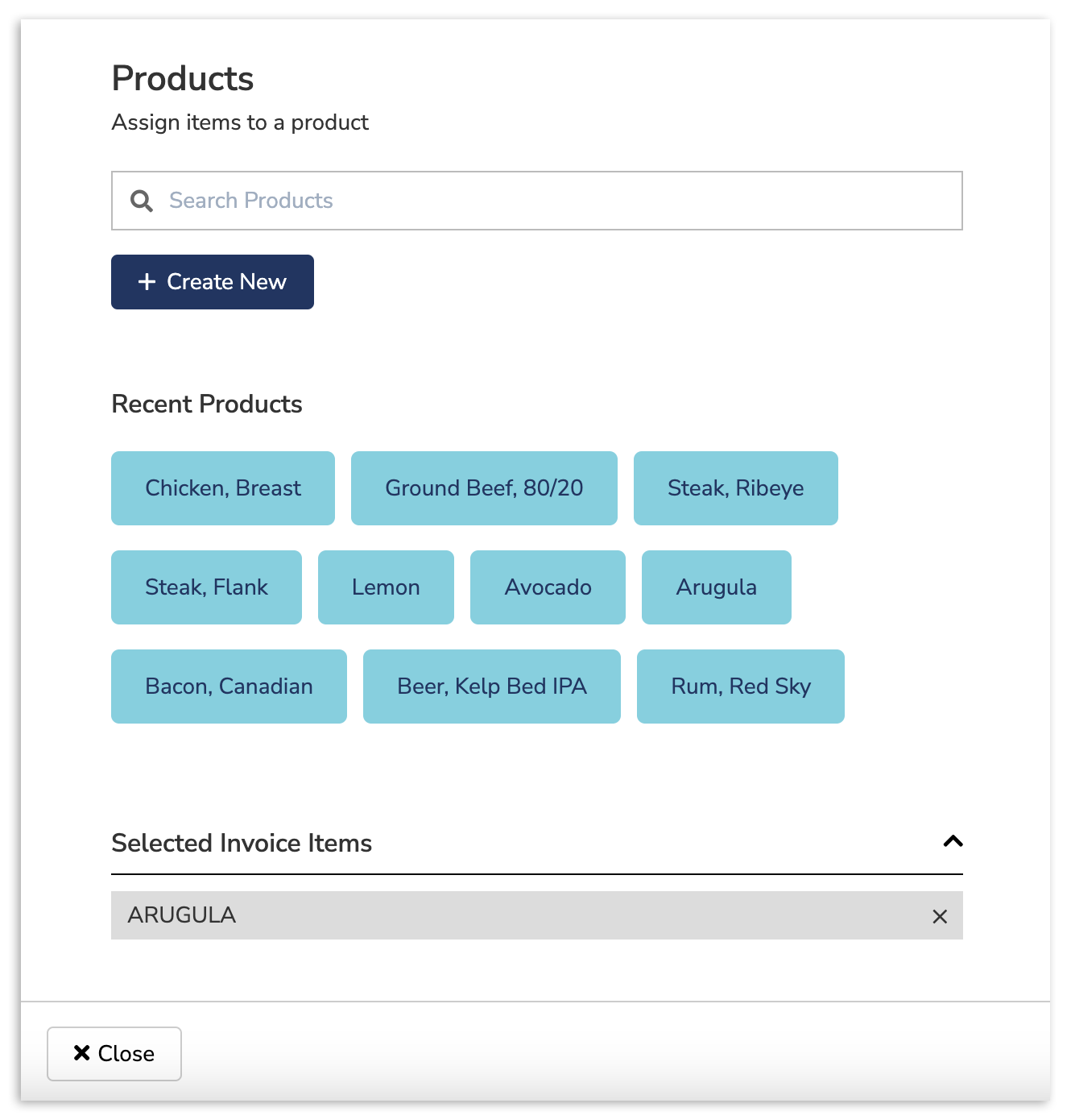 xtraCHEF: Assign Invoice Items to Products