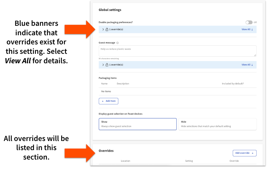 Configure Packaging Preferences for Takeout and Delivery