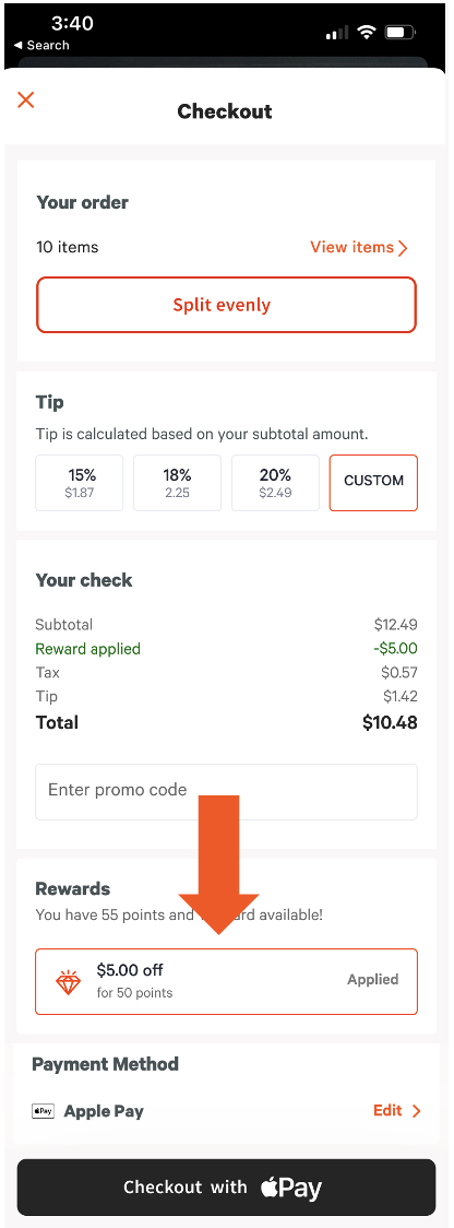 Redeem Points on Toast Loyalty