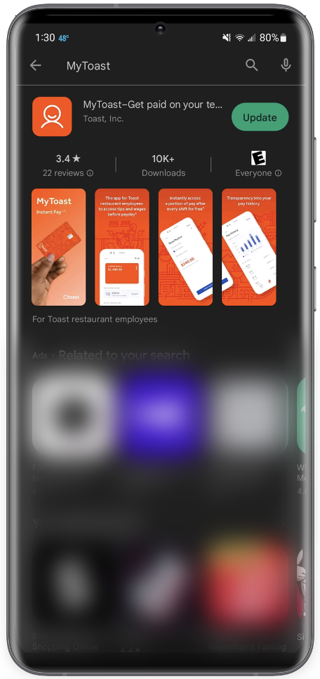 The MyToast App: Account