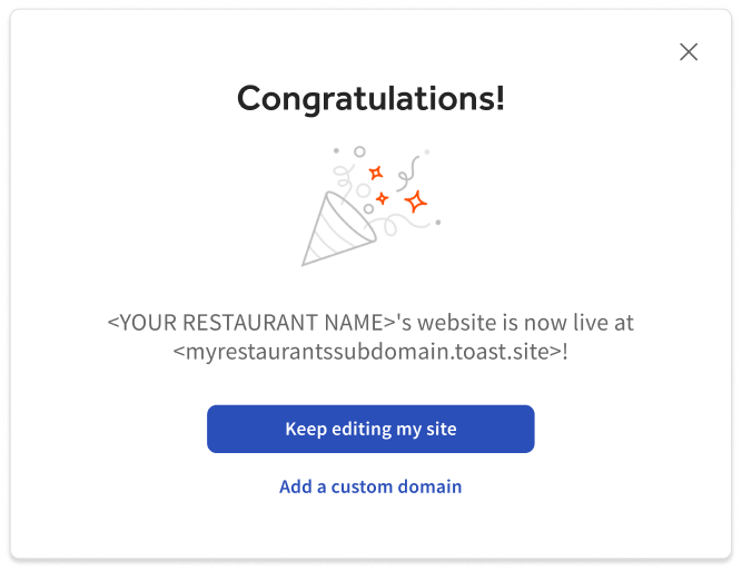 Domains for Toast Websites and Online Ordering Pro