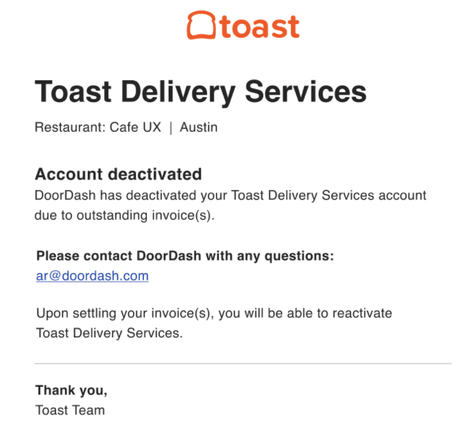 Get Started With Toast Delivery Services