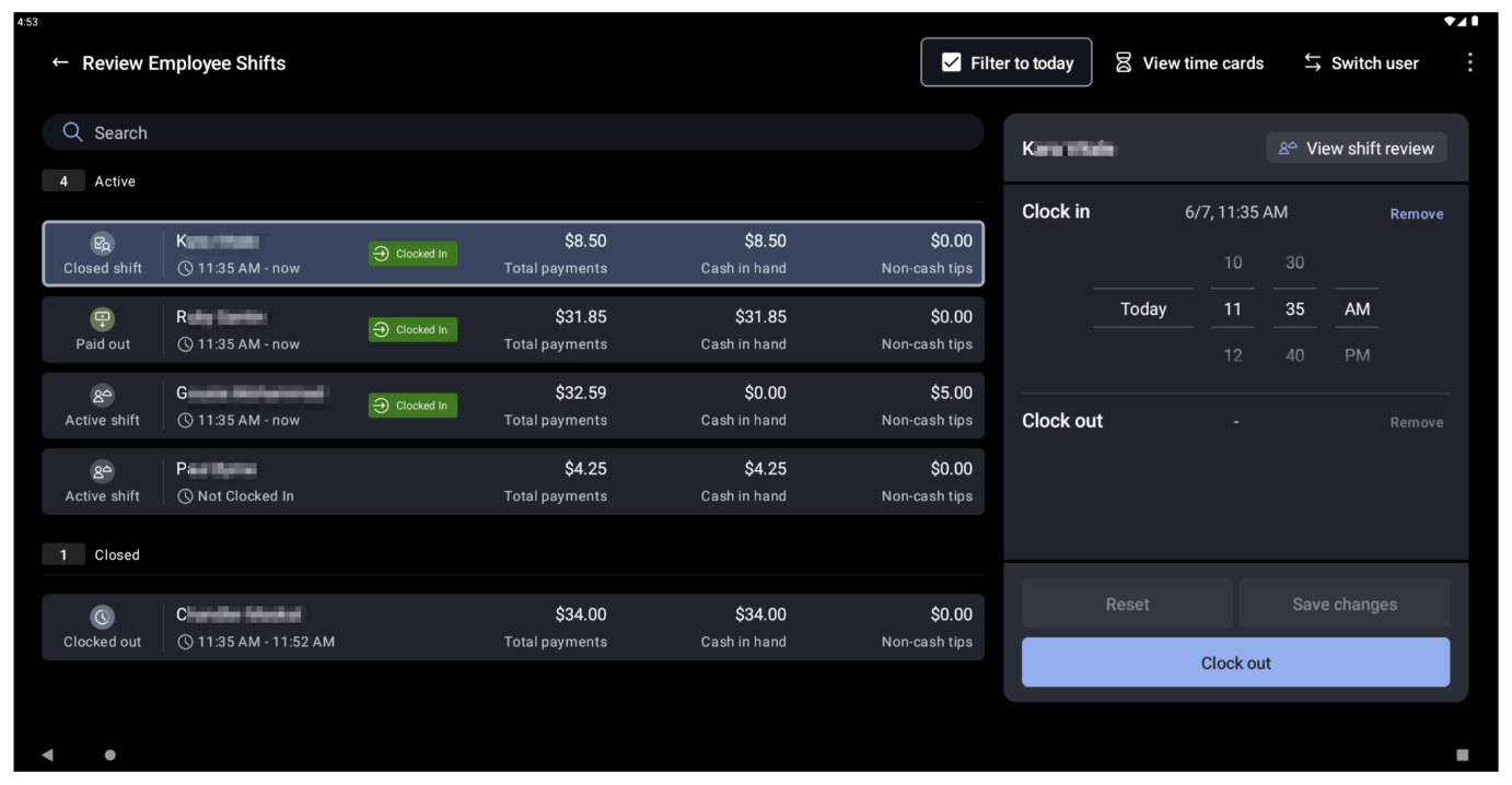 Edit Employee Time Clock Entries