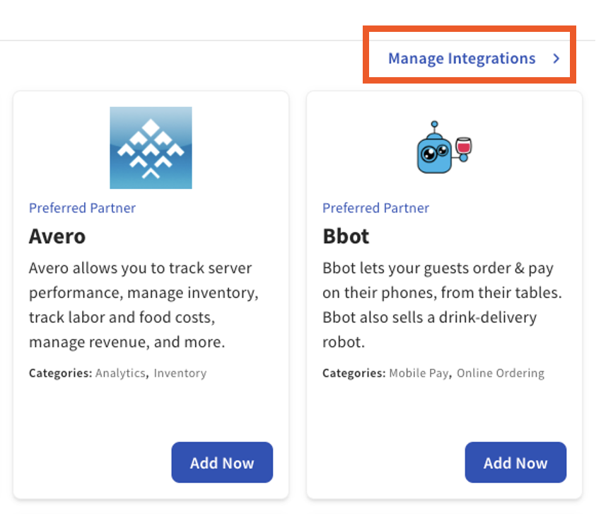 Add or Remove an Integration With Toast Partner Integrations